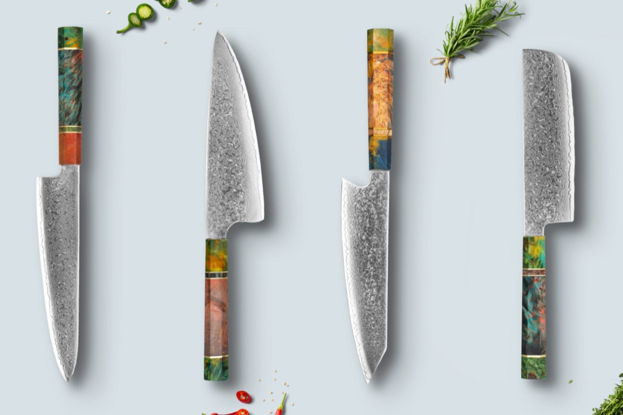 4 des ensembles de couteaux les mieux colorés – santokuknives